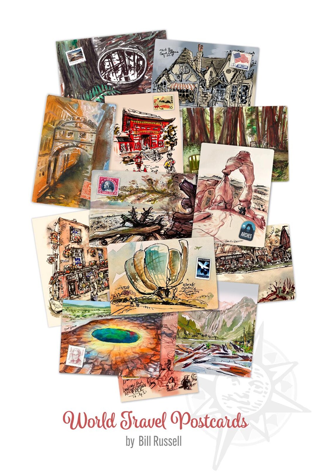 World Travel Postcards Poster - Etsy