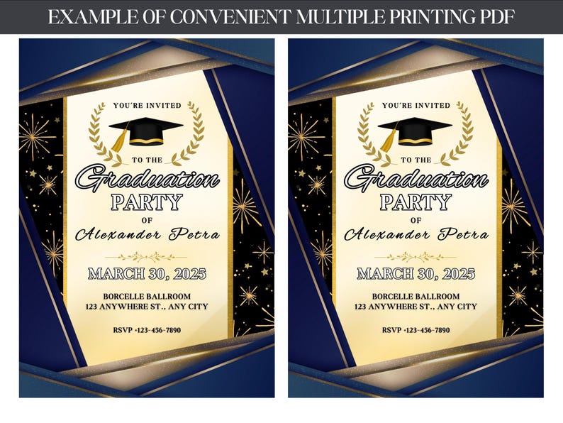 Graduation Invitation, Boy Graduation Invite, Blue Graduation ...