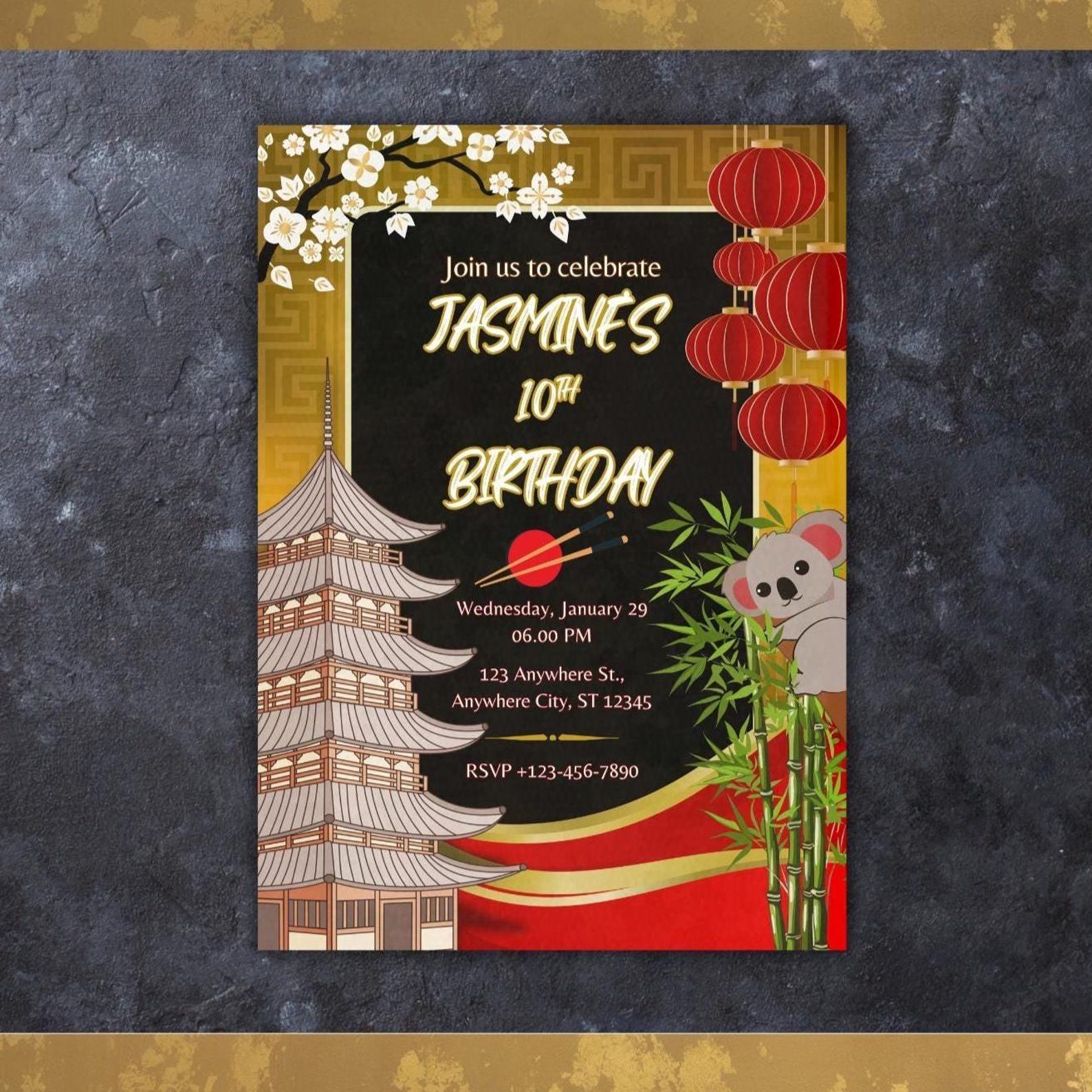 Japanese Birthday Invitation, Hibachi Birthday Digital Invitation ...