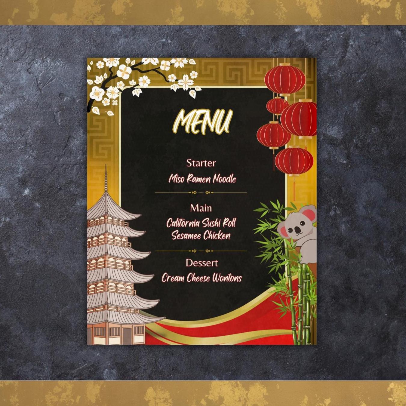 Japanese Birthday Menu, Hibachi Birthday Digital Invitation, Birthday ...