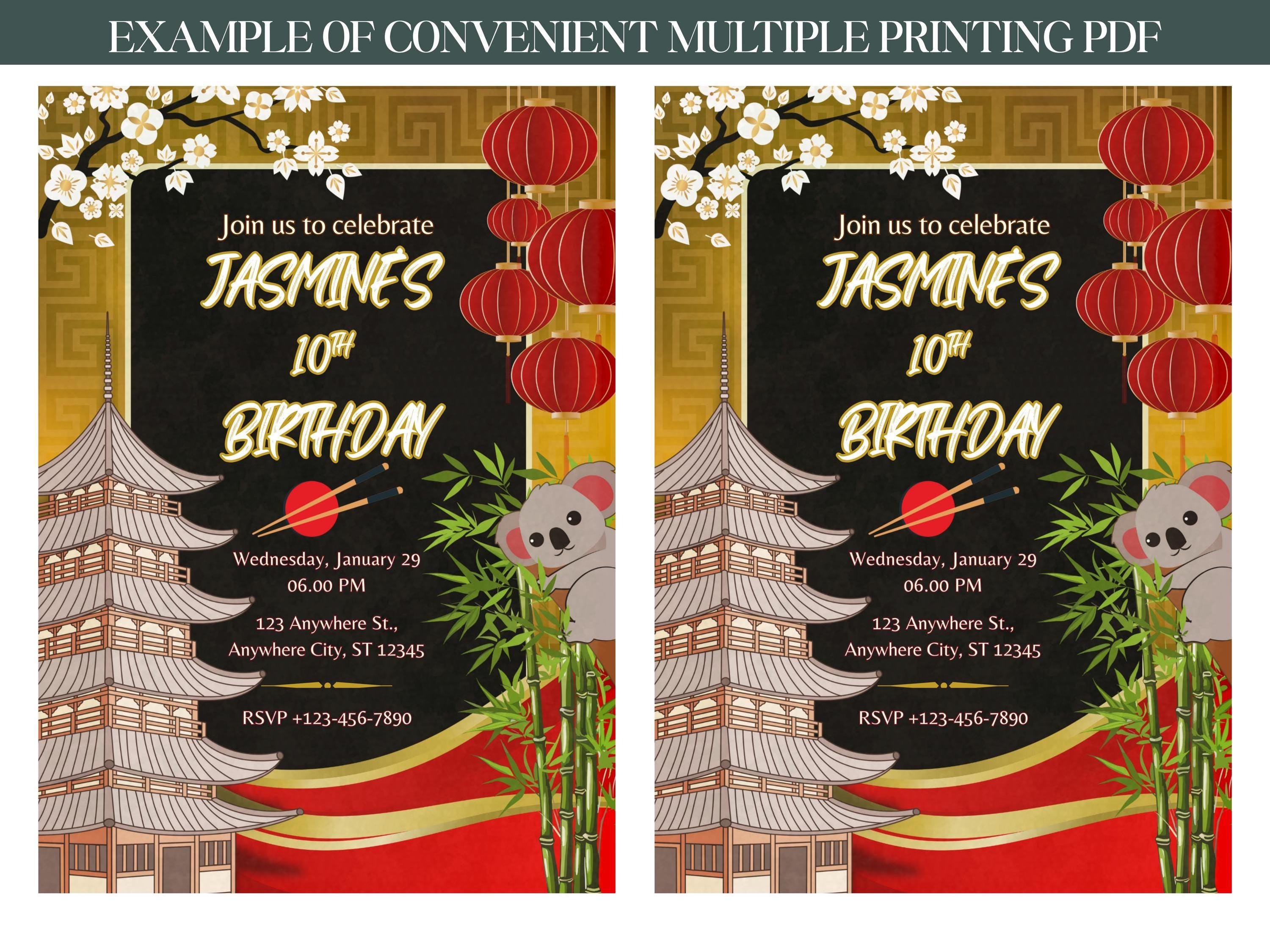 Japanese Birthday Invitation, Hibachi Birthday Digital Invitation ...