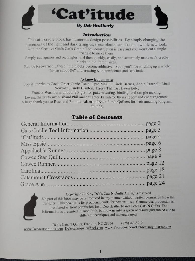 Deb's Cats and Quilts Presents: 'cat'itude, 8 Patterns That Use the ...