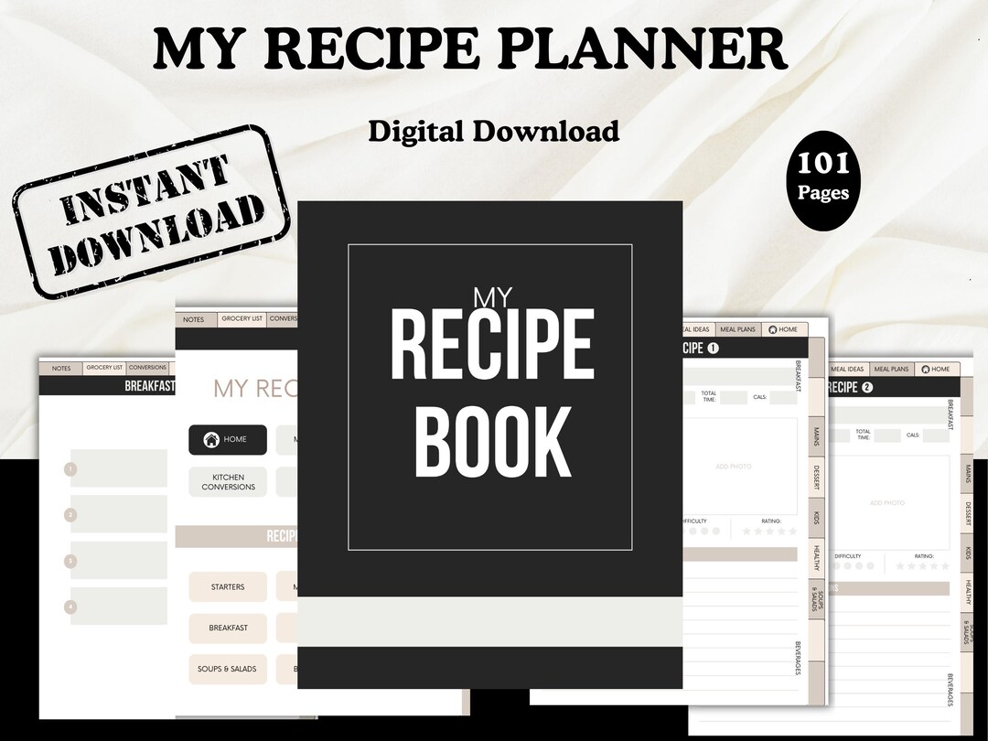 My Recipe Planner Printable, Recipe Organizer PDF, Meal Planner ...