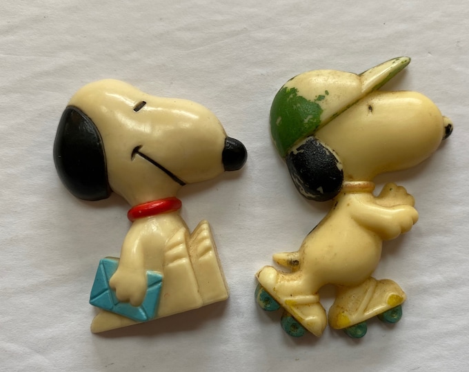 Vintage Snoopy Charlie Brown Peanuts Plastic Fridge Magnets ...