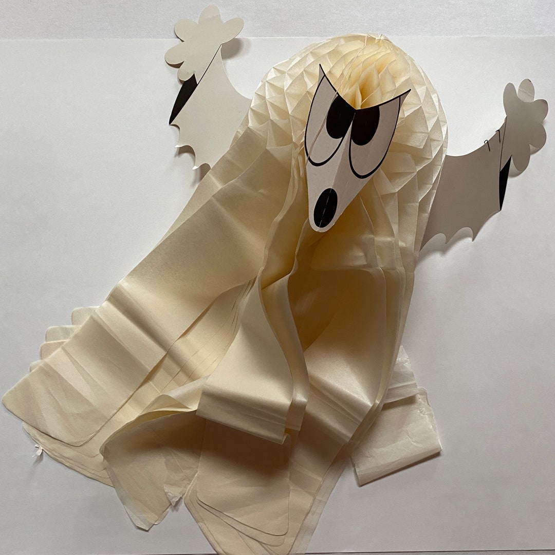 Vintage Halloween Honeycomb Ghost Made in Denmark Spooky Scary Decor ...
