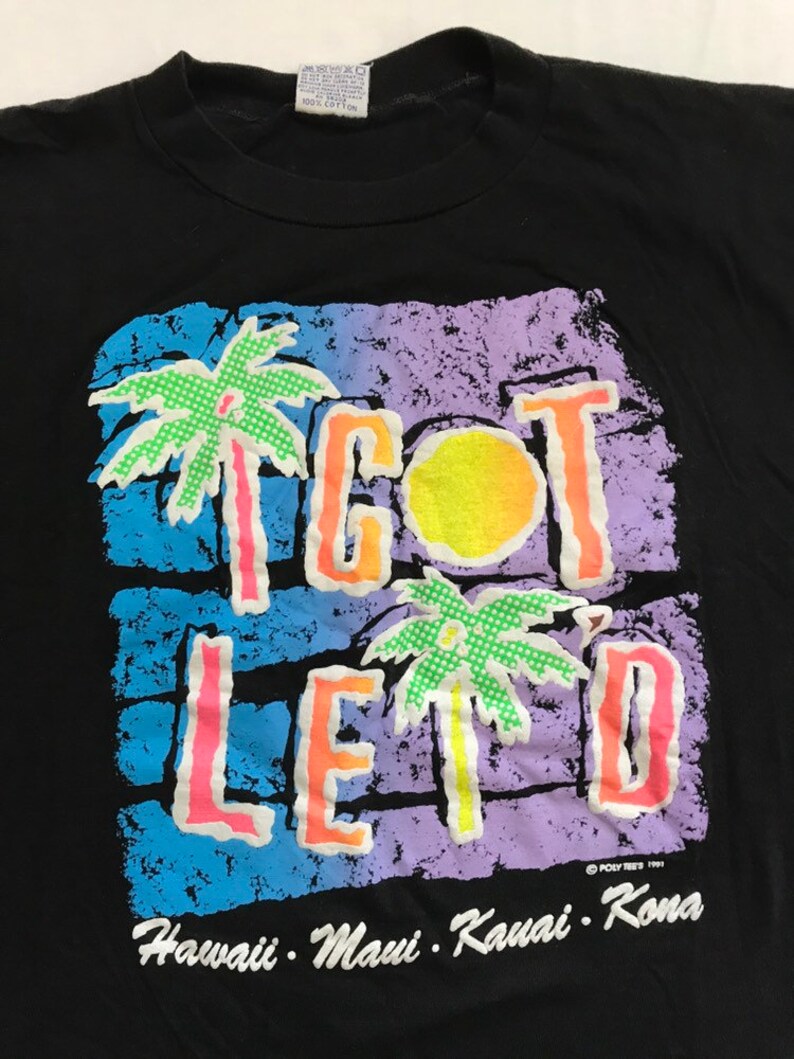 Vintage Unisex Tshirt I Got Leid in Hawaii Neon Guys - Etsy
