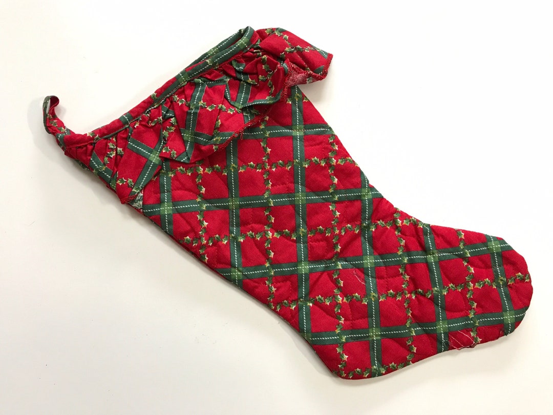 SALE Vintage Christmas Stocking Xmas Holiday Quilted Decor Stocking ...