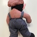 Mr Bim Monkey Plush Doll Overalls Checker Print Shirt Hat - Etsy