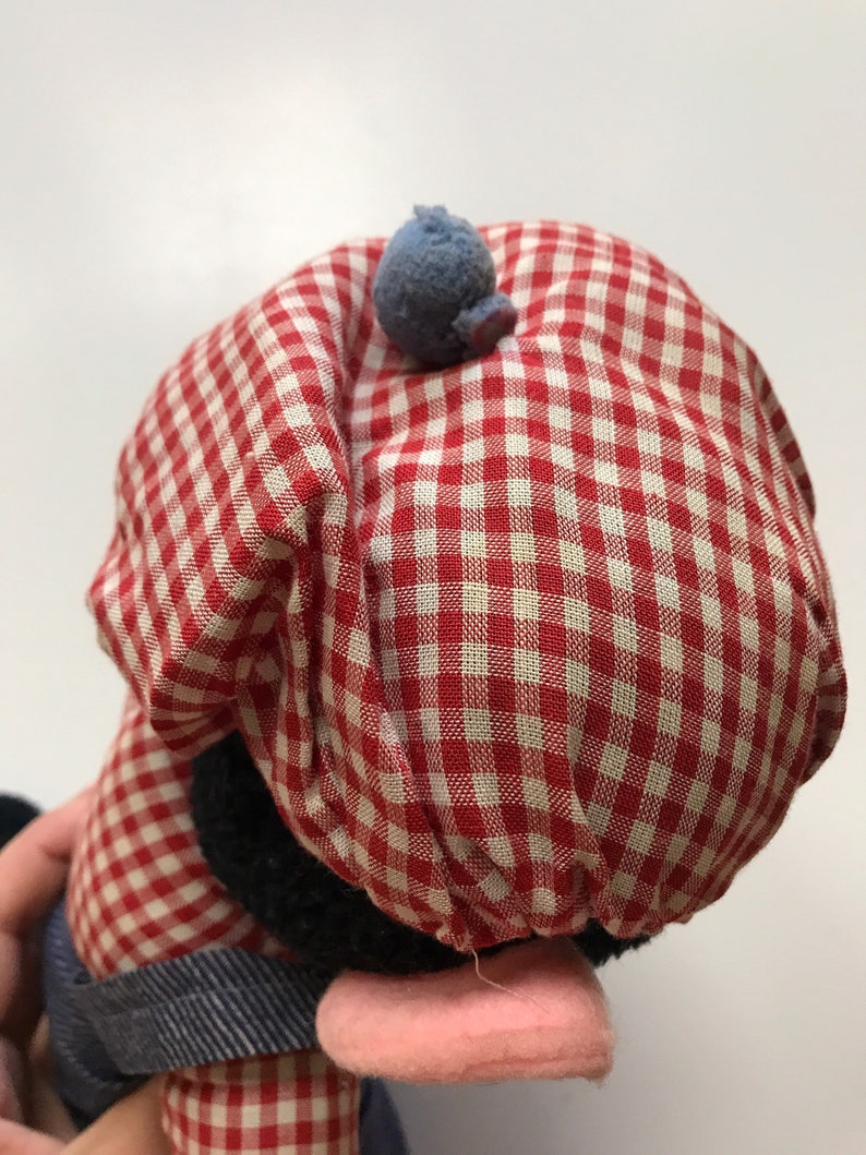 Mr Bim Monkey Plush Doll Overalls Checker Print Shirt Hat - Etsy