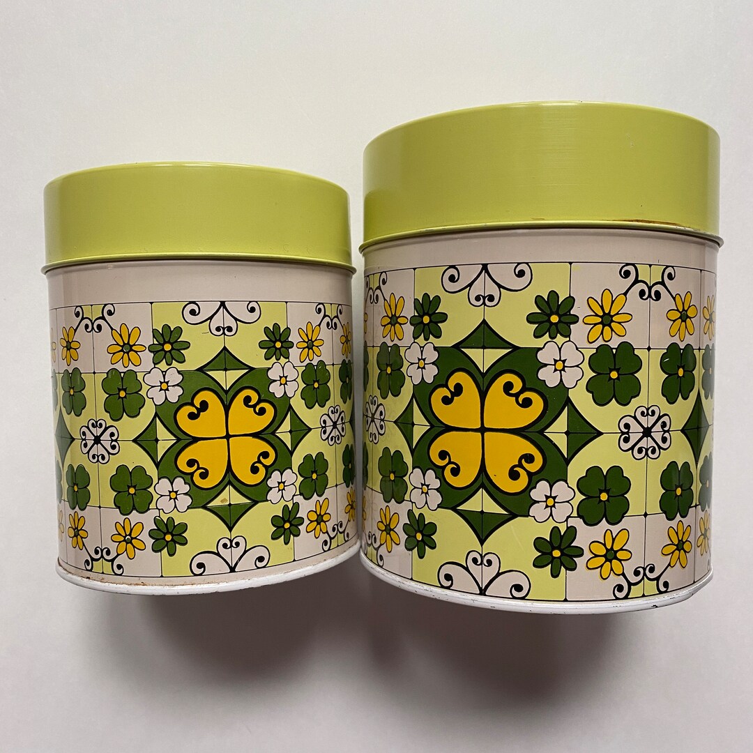 Tin Nesting Canisters Home Decor Kitchen 70s Groovy Flower Power - Etsy