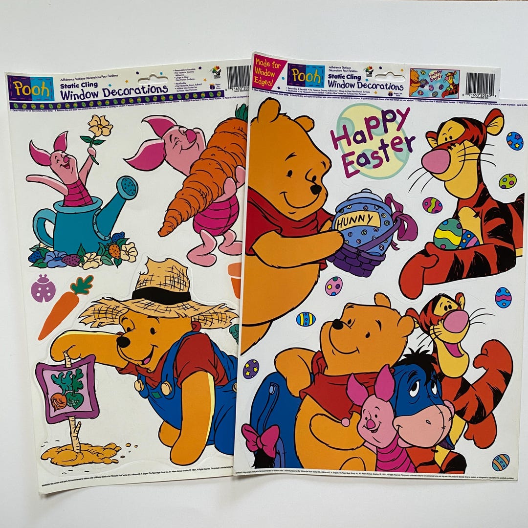 Winnie the Pooh Window Static Clings Easter Spring Time Piglet Tigger ...