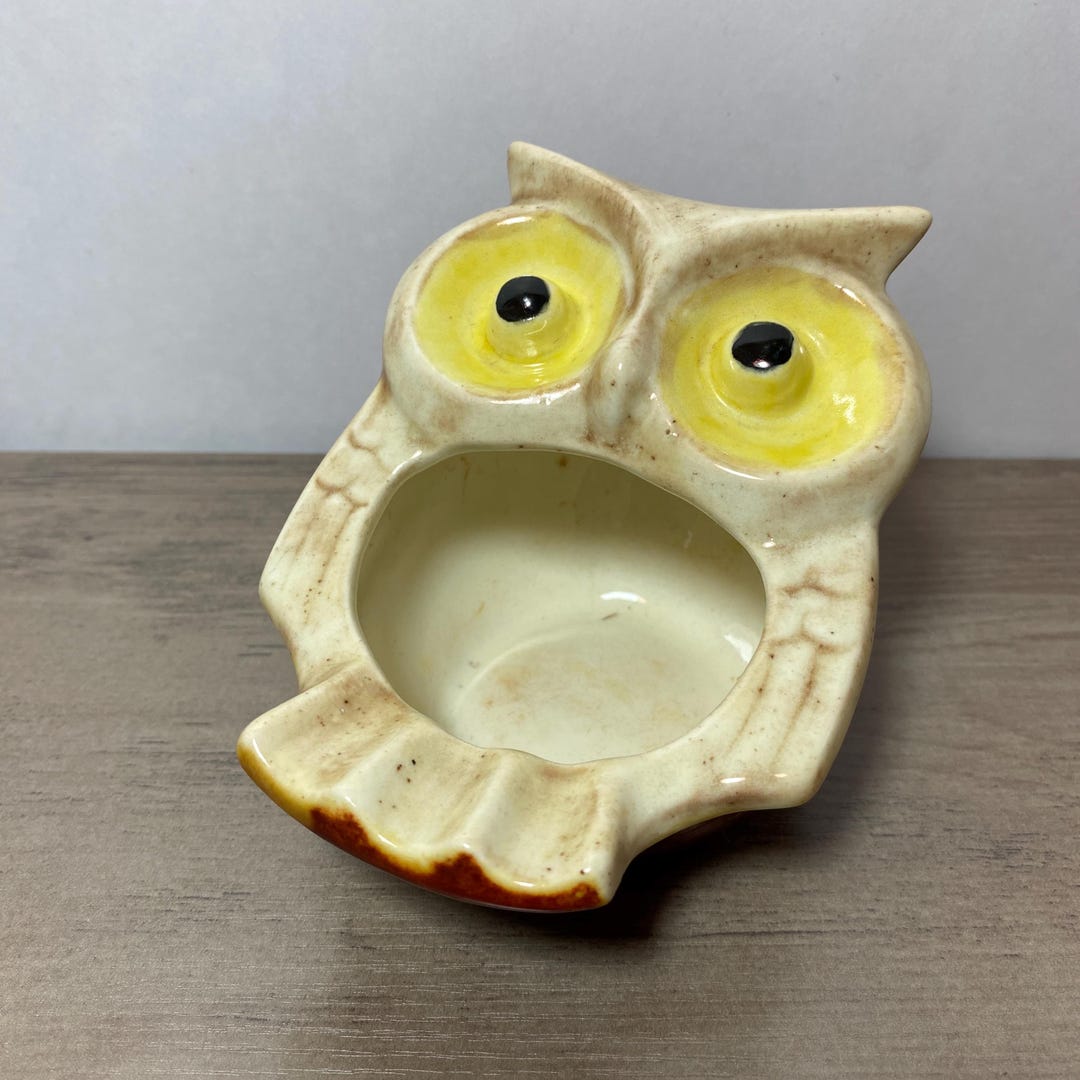 Owl Ashtray 1980 Handmade Pottery Cute Woodland Decor - Etsy