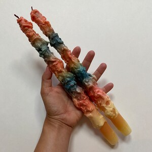 Vintage Decorative Rainbow Drip Candles Taper Candles Retro 70s Holiday ...