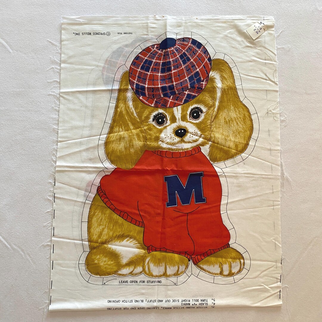 Dog Cut N Sew Pillow Sewing Pattern Panel Fabric Cute Plush Stuffed ...