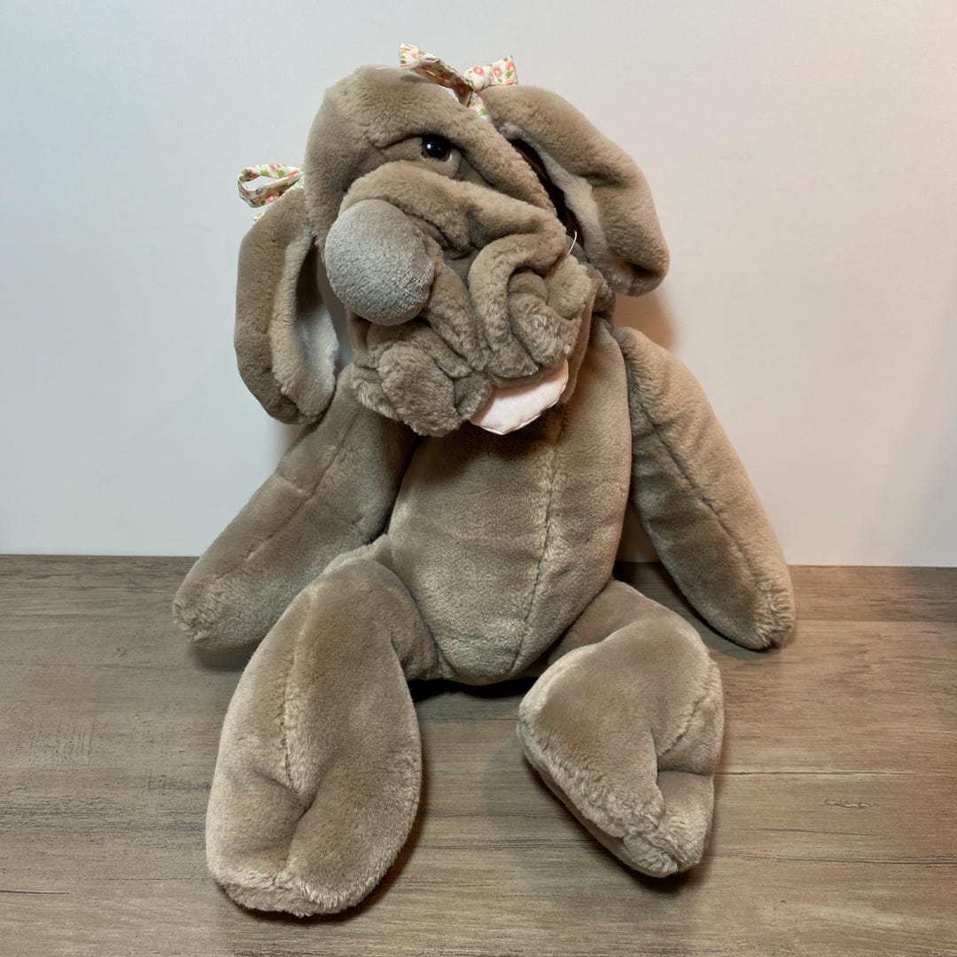 Wrinkles Dog Plush Hand Puppet - Ganz Bros Brown Stuffed Animal Cute ...