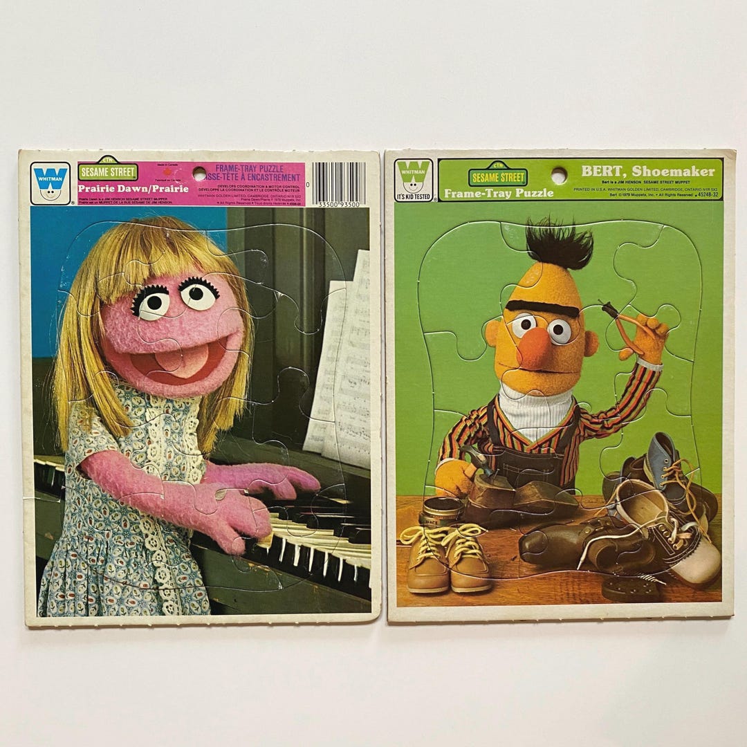 Sesame Street Frame Tray Puzzles Jim Henson Muppets Activity Game Bert ...