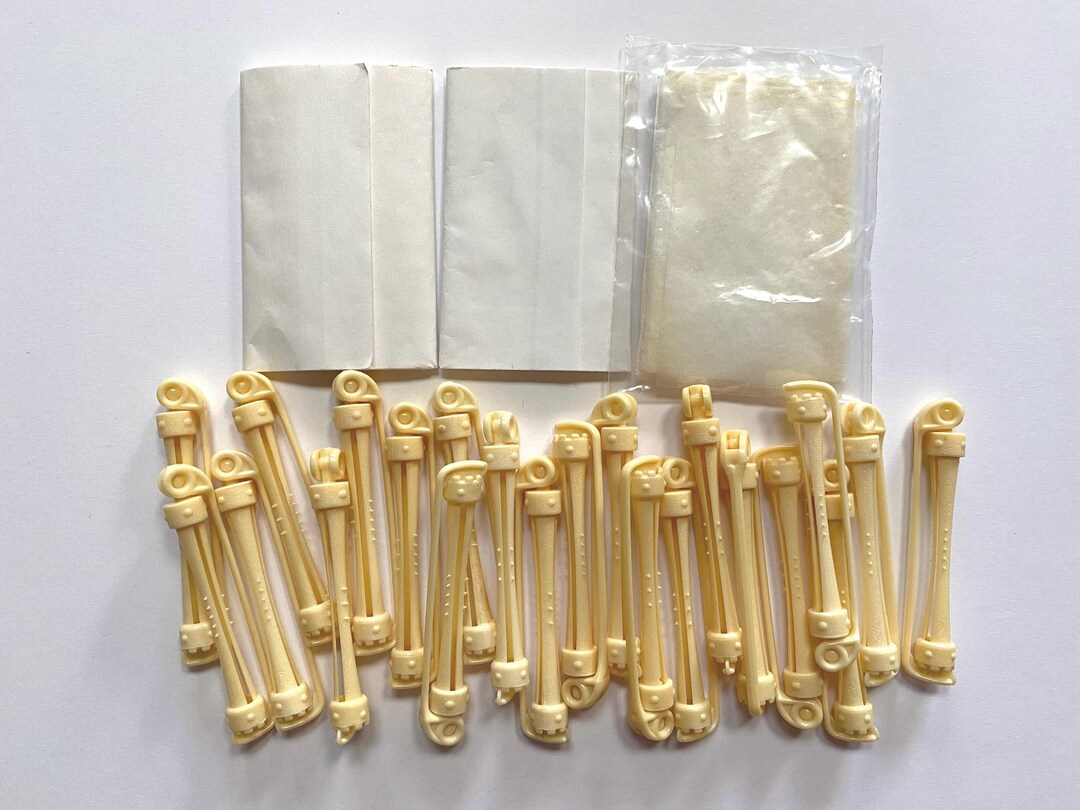 Vintage 70s 80s Swing Arm Perm Rods Hair Perming Curlers Beige Yellow ...