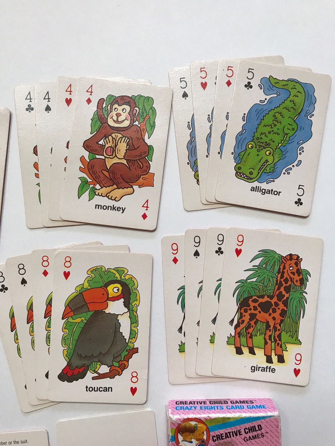 1990s Crazy Eights Playing Cards Complete Set Jungle Animals | Etsy