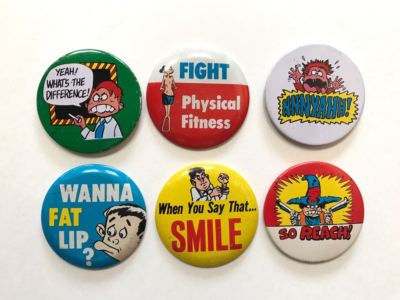 Vintage Pinback Buttons Funny Humor Collectible Badges so Reach Smile ...