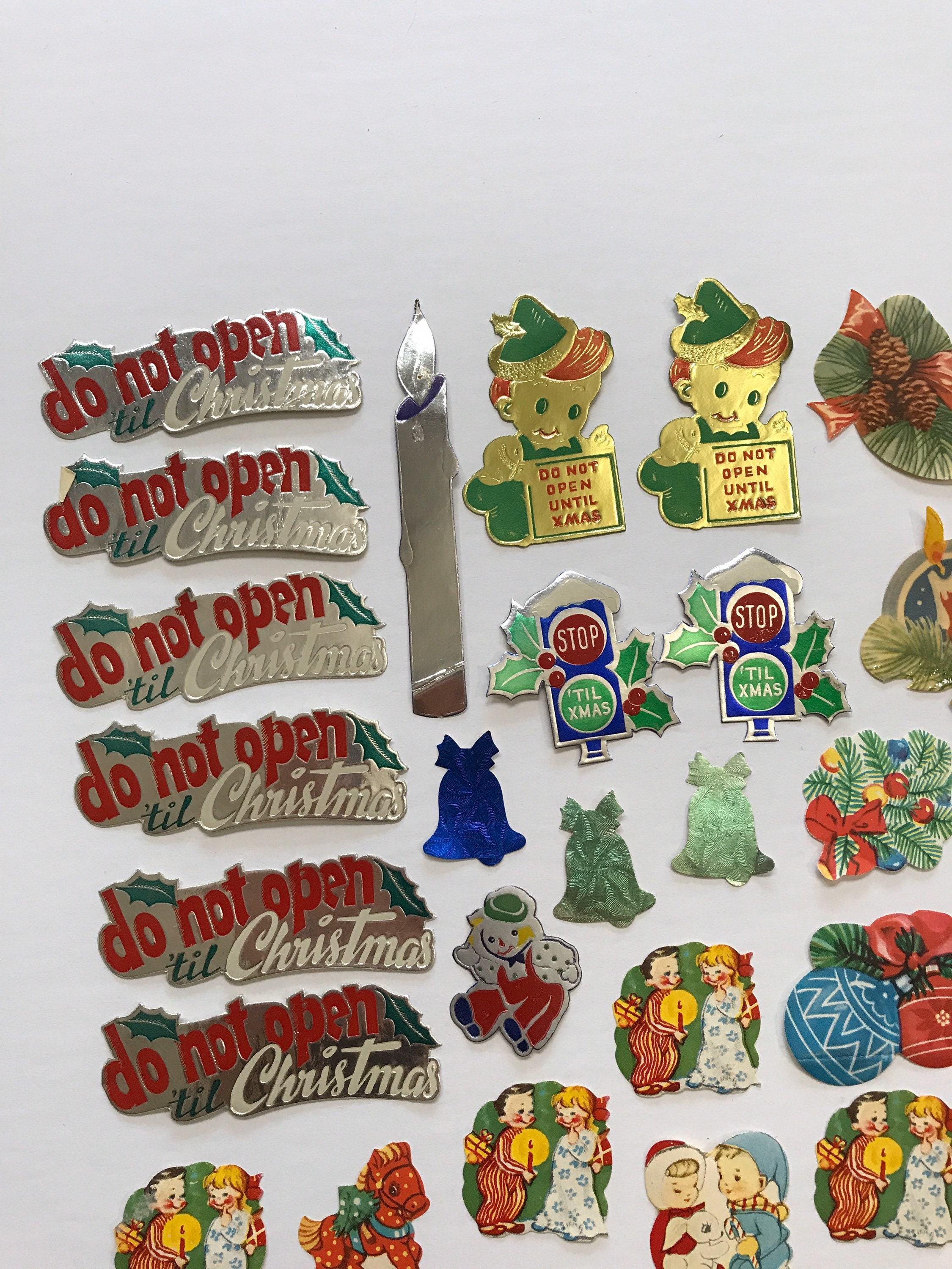 Vintage Christmas Metallic Gift Label Sticker Seals 50s 60s | Etsy