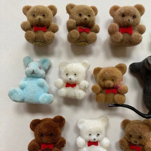 Flocked Mini Bear Figures for Crafting Soft Fuzzy Cute 80s 90s Craft ...