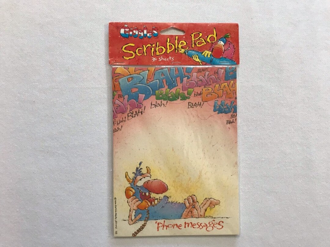 SALE 1990 Note Paper Pad Giggles Scribble Pad Phone Messages Monster ...
