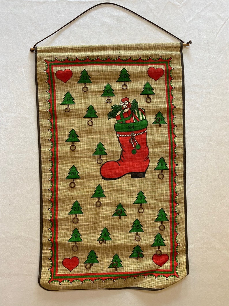 Linen Fabric Advent Calendar Wall Hanging Christmas Count Down Loops - Etsy