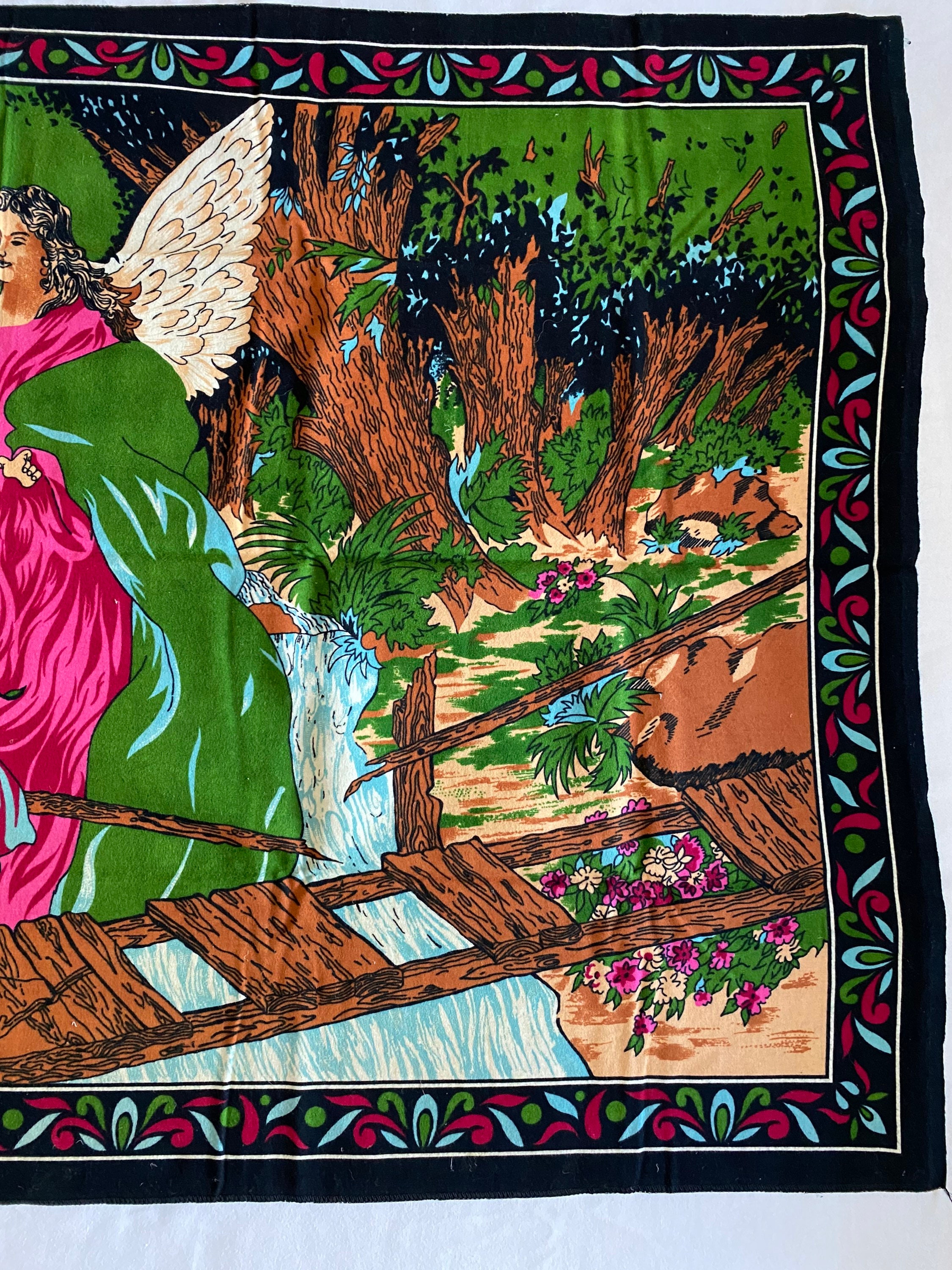 Guardian Angel and Children Turkish Tapestry Wall Hanging 70s - Etsy