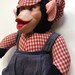 Mr Bim Monkey Plush Doll Overalls Checker Print Shirt Hat - Etsy