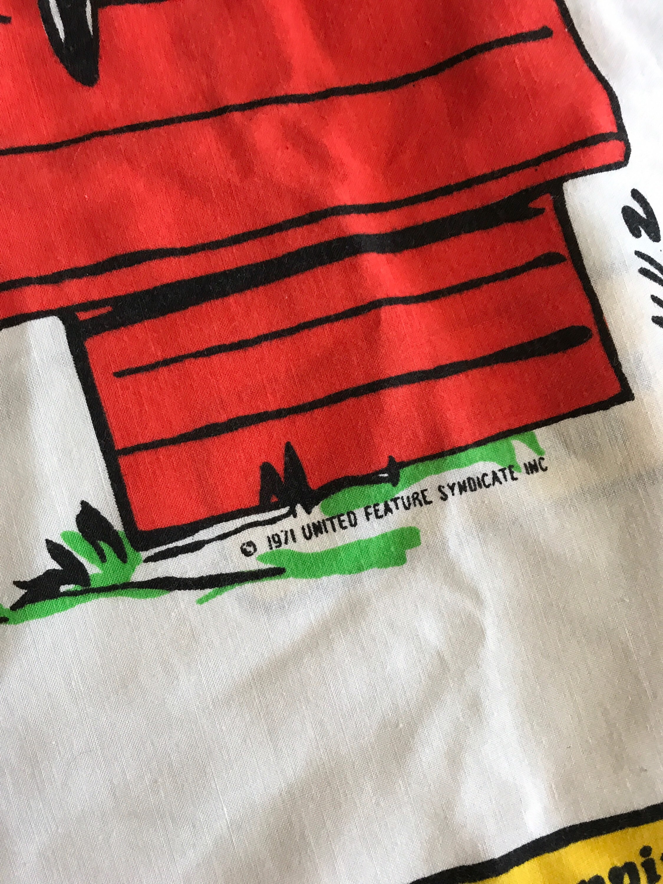 Charlie Brown Peanuts DOUBLE FULL Flat Sheet Snoopy Dog House Made in ...