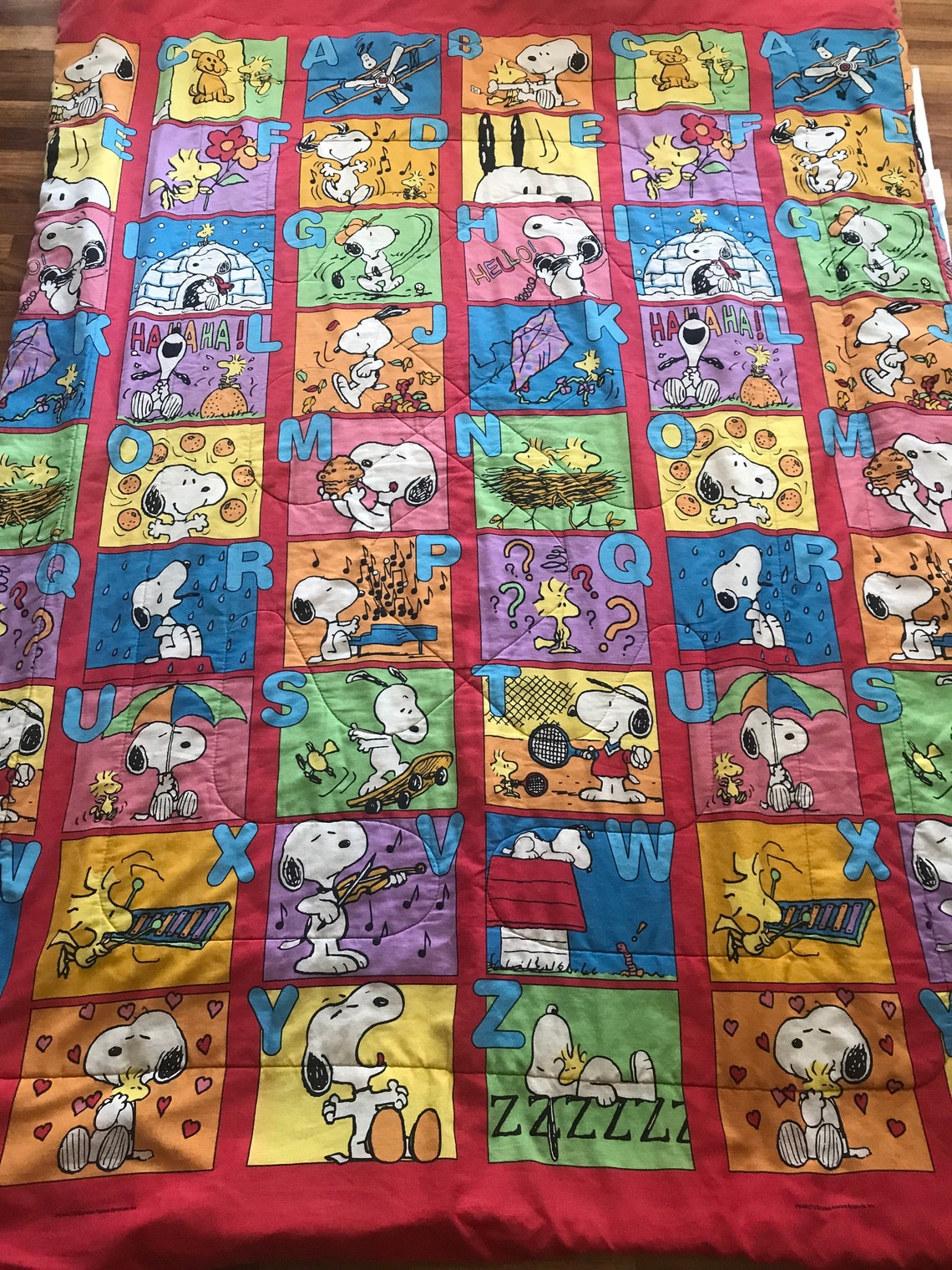 Snoopy Peanuts Twin Comforter Blanket Retro RARE HTF Alphabet - Etsy