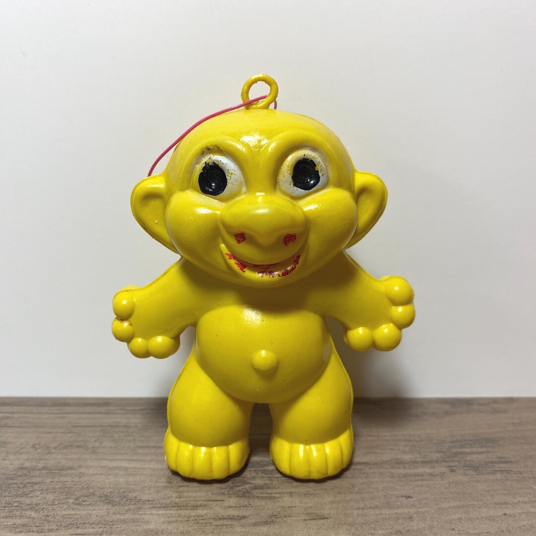 Vintage Troll Doll Yellow Hollow Plastic Hong Kong Tab Loop - Etsy