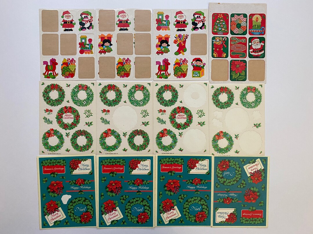 Hallmark Christmas Stickers Santa Xmas Wreaths 80s Paper Stationary ...