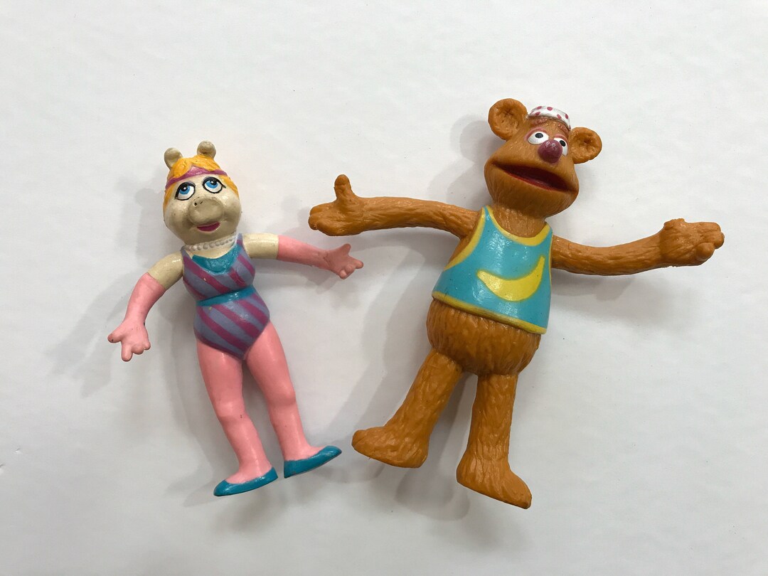 Muppets Bendy Figures Fozzie Bear Miss Piggy 1989 HAI Jim Henson Kids ...