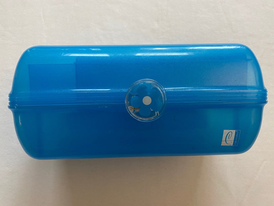 1990s Vintage Caboodle 2622 Make up Organizer Blue With Silver Glitter ...