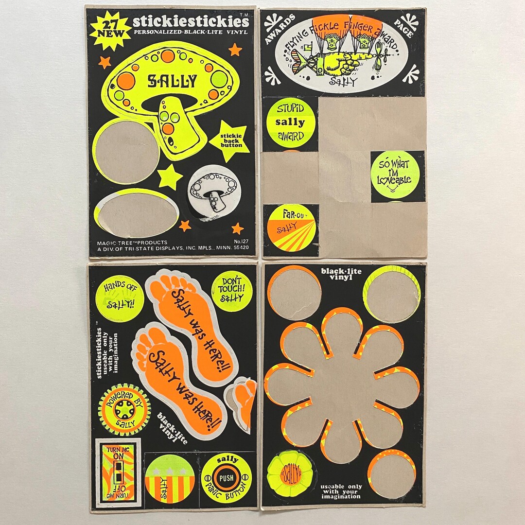 Black Light Stickers for Sally 1970s Collectible Groovy Flower Power - Etsy
