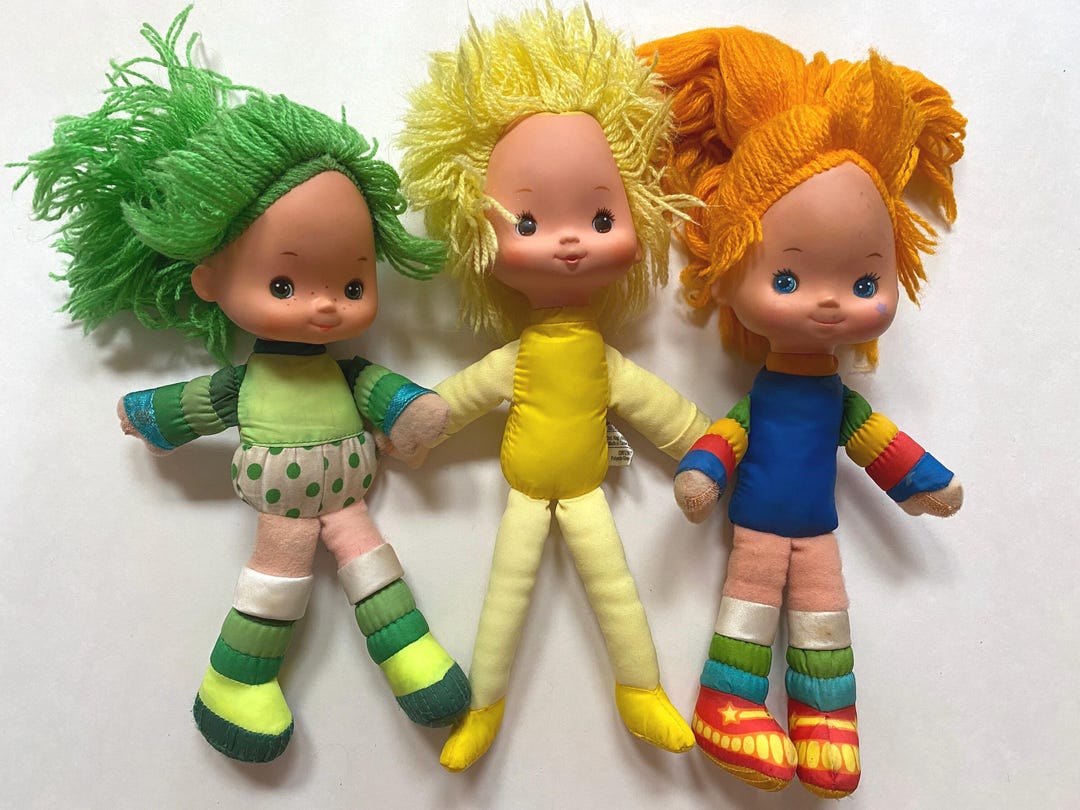 1983 Rainbow Brite Color Kids Dolls Patty O Green Canary Yellow Set of ...
