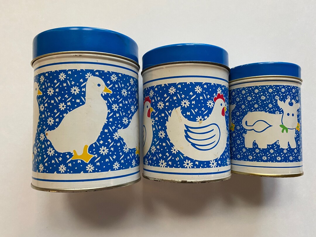 Country Cottage Animals Tin Nesting Canister Set Home Decor Kitchen Set ...