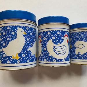 Country Cottage Animals Tin Nesting Canister Set Home Decor Kitchen Set ...