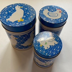 Country Cottage Animals Tin Nesting Canister Set Home Decor Kitchen Set ...