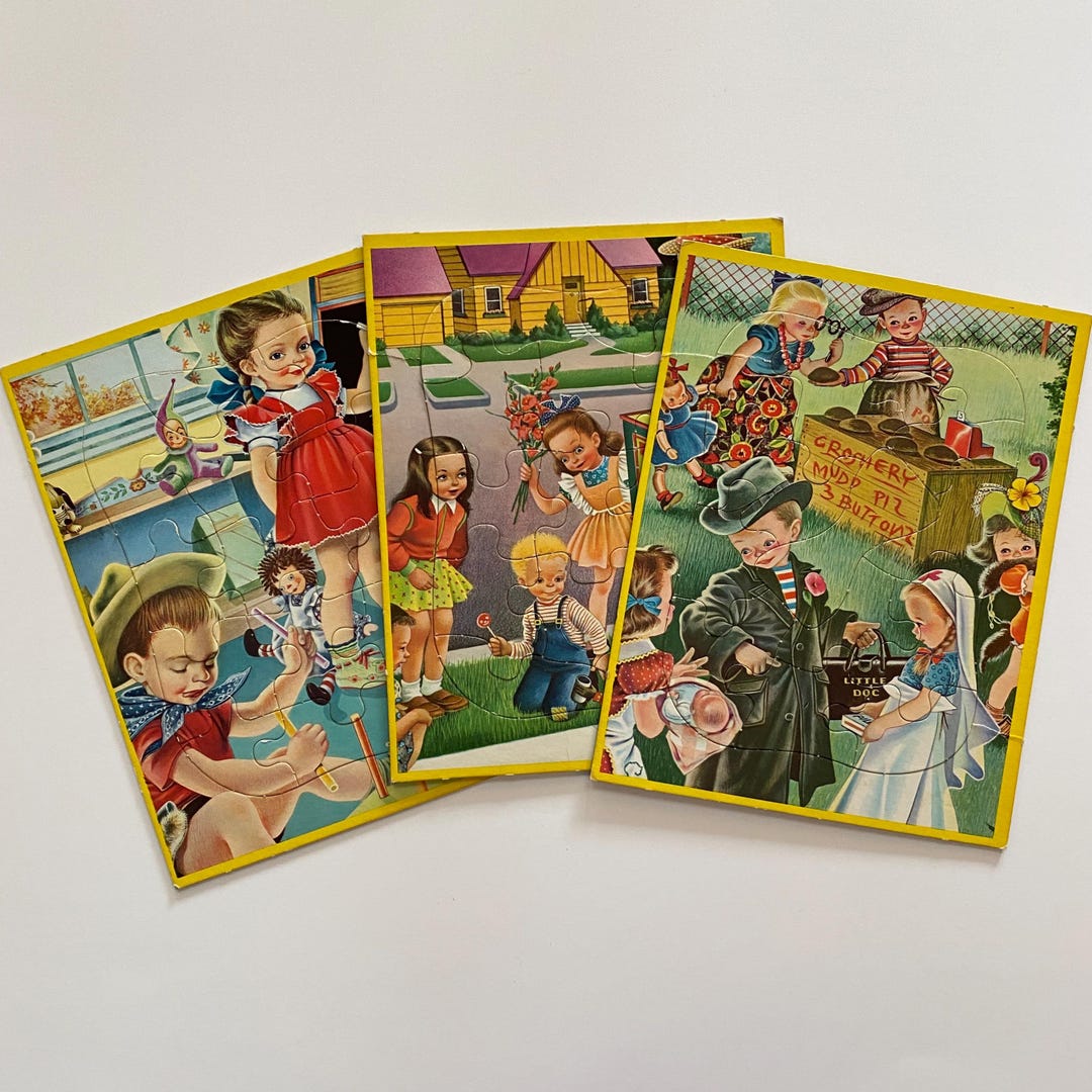 Vintage Big Eye Children Jigsaw Puzzles - Frame Tray Style LOT OF 3 - Etsy
