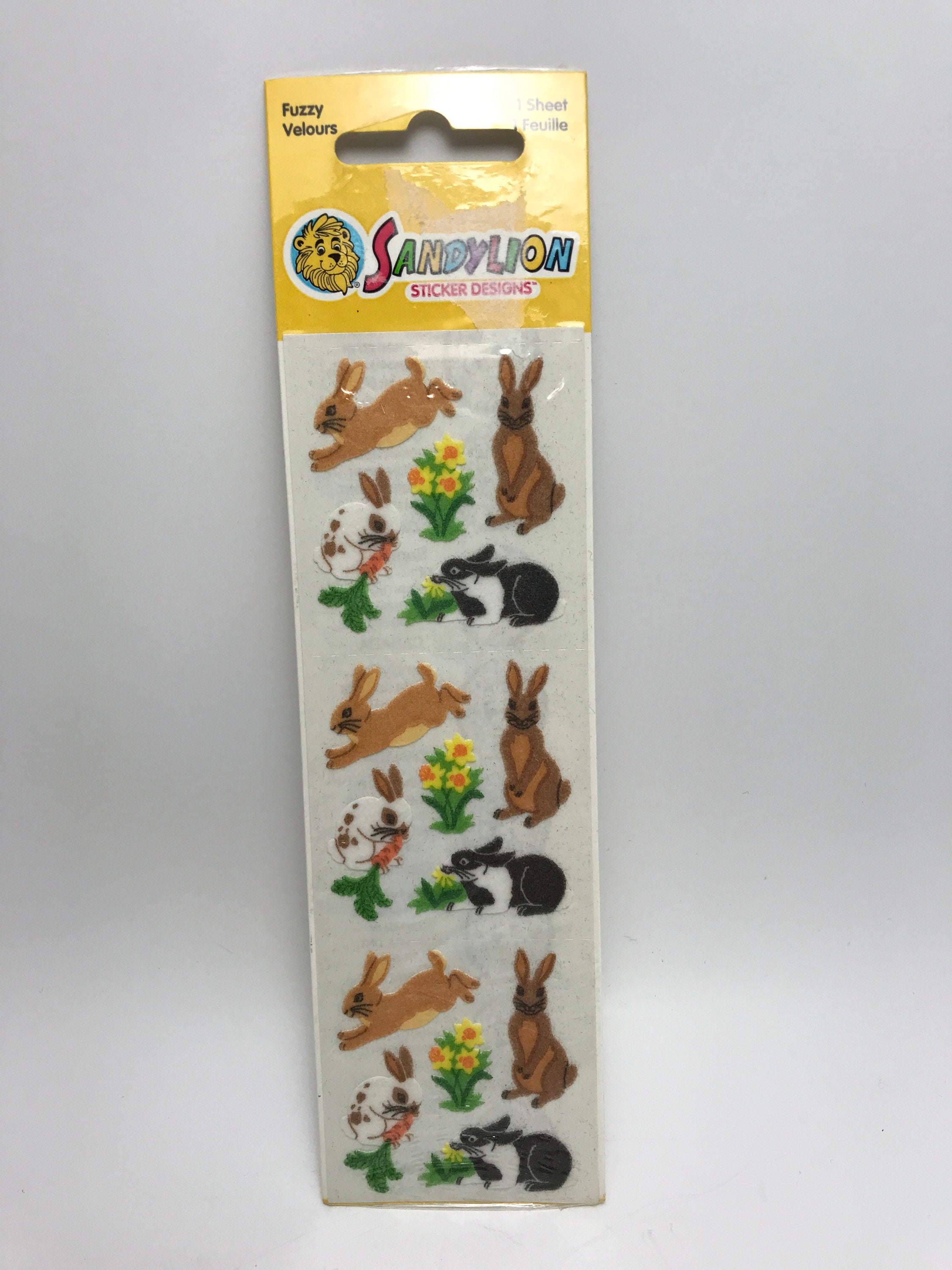 Vintage Sandylion Stickers Fuzzy Flocked Bunnies 90s Kids | Etsy