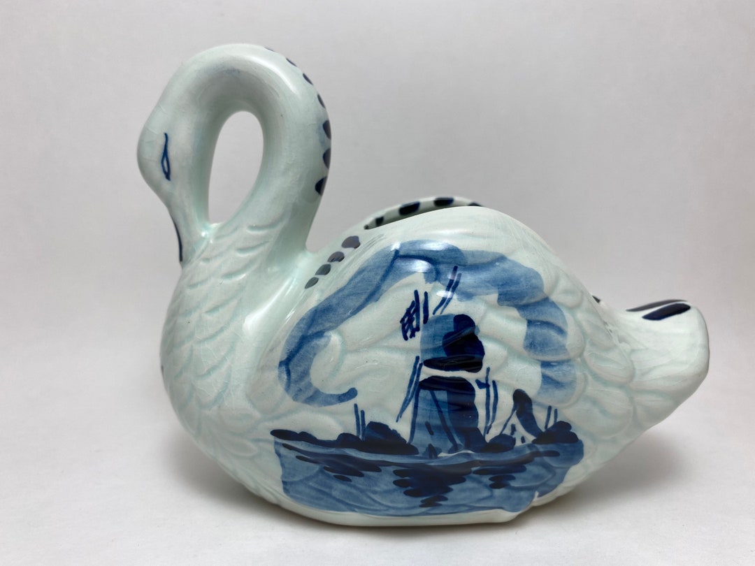 Delfts Blue Swan Blauw Dutch Holland Blue and White Home Decor Hand ...