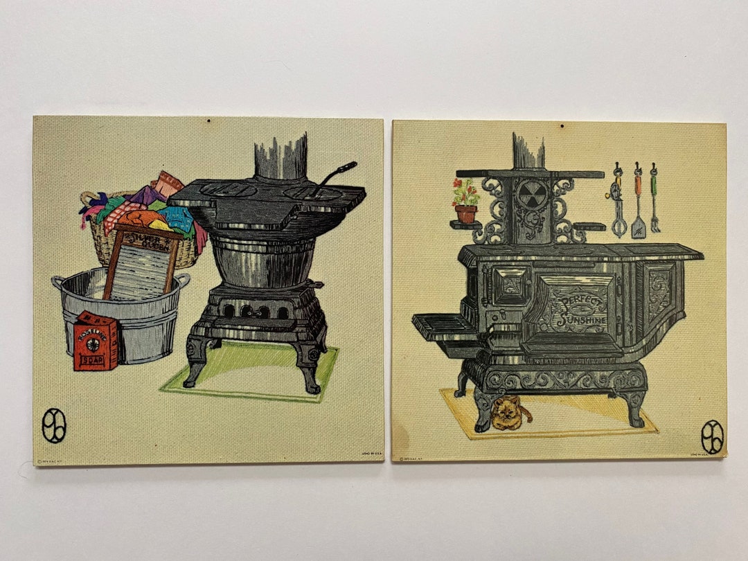 Vintage Hot Pad Trivet or Wall Hangings 1970s USA Litho Antique Washing ...