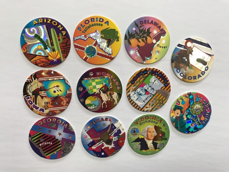 Collection of 1990s Blank Back American State Pogs 90s Kids | Etsy