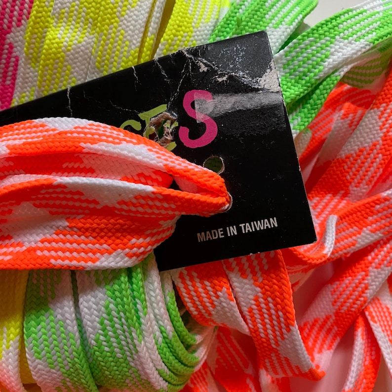 Jumbo Shoelaces Wide Fat Laces Dual Color Neon Green 1980s - Etsy