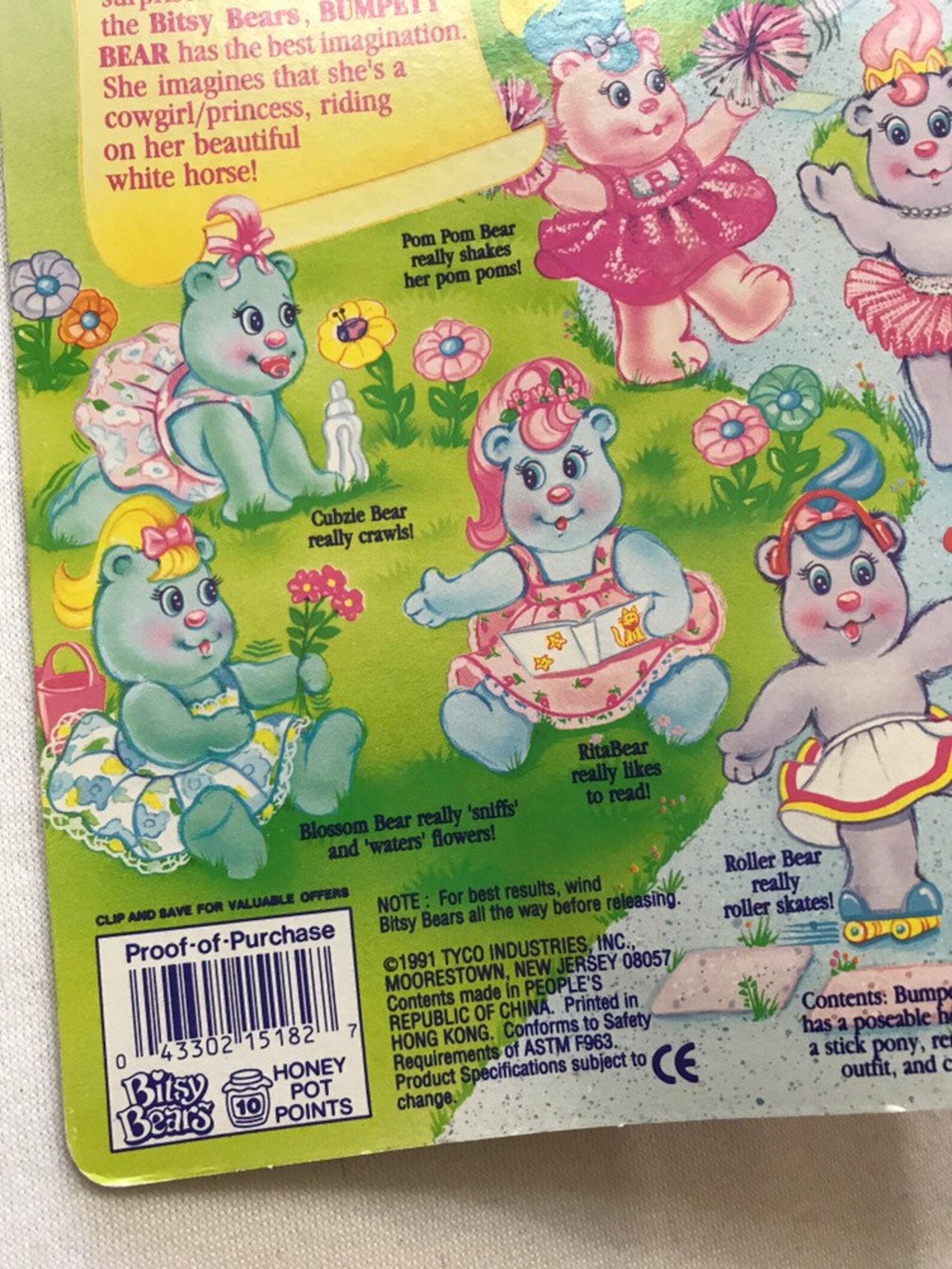 1991 Tyco Bitsy Bears Bumpety Bear Mint on Card Flocked Hard - Etsy