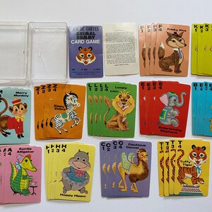 1970s Whitman Animal Rummy Playing Cards Set - Complete Set - Kids Card ...