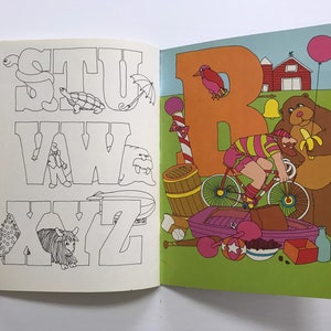 Vintage ABC Coloring Book Retro 70s Kids Children Colour Pages Richard ...
