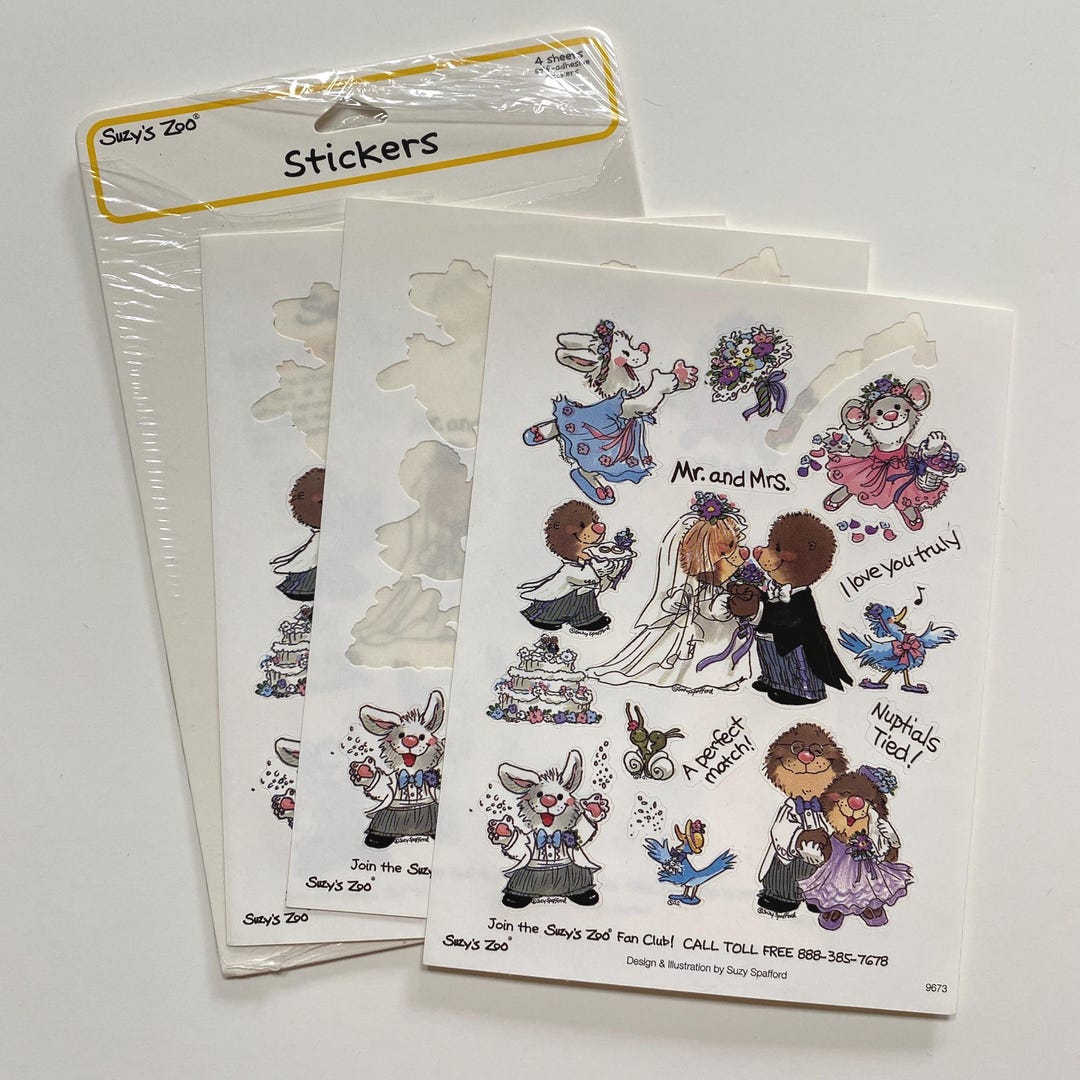 Suzys Zoo Wedding Stickers Stationary Scrapbooking Acid Free PARTIAL ...